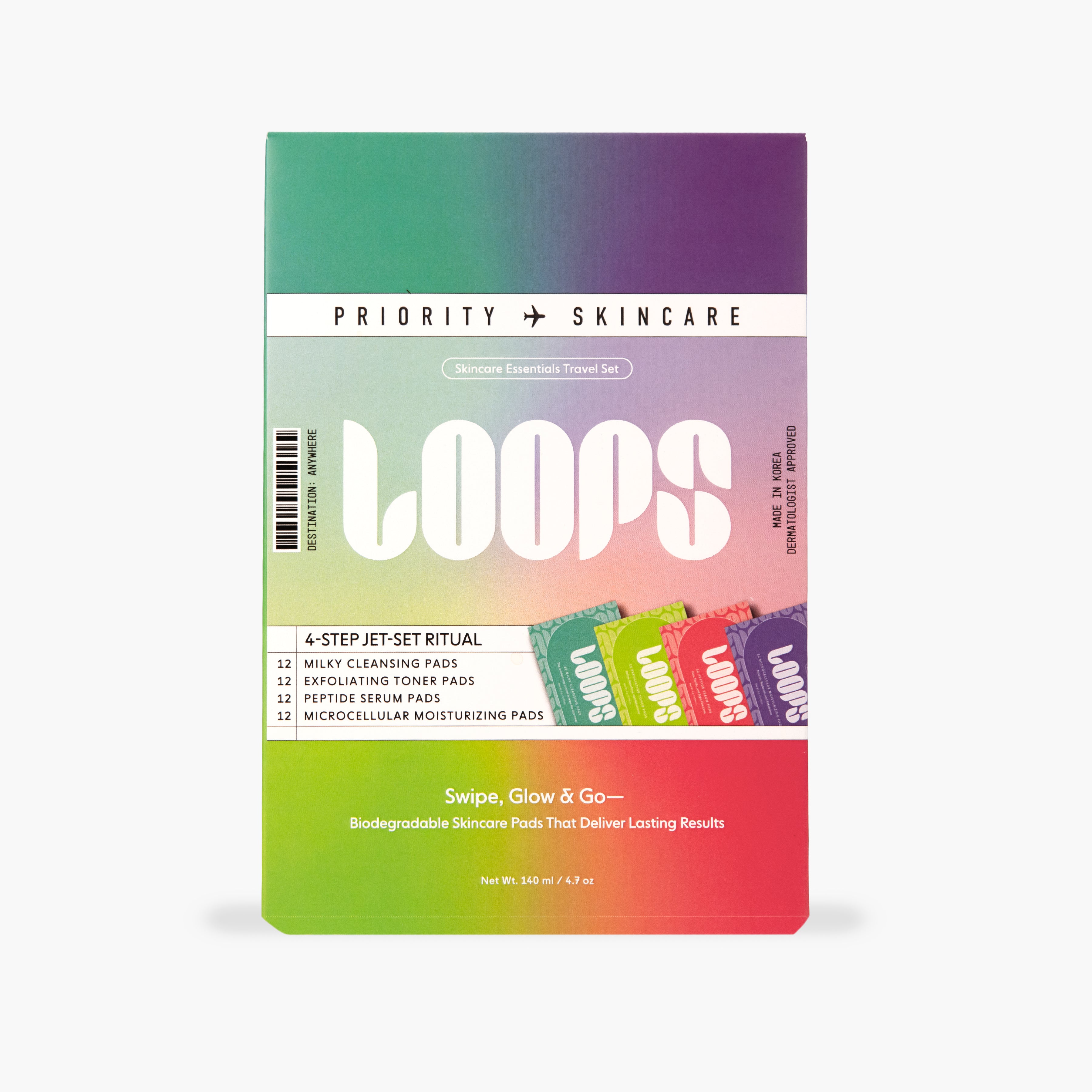 LOOPS Skincare Essentials Travel Set | Biodegradable Skincare Pads ...